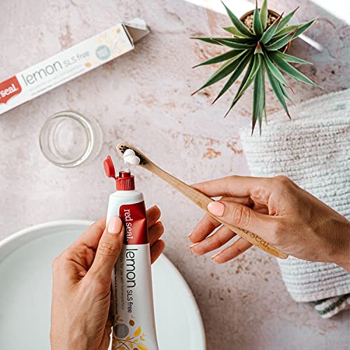 Red Seal Lemon Toothpaste for Homeopaths, Homeopathic Friendly Mint Free, Fluoride Free, No SLS, Fresh Citrus Flavor – Refreshing Natural Lemon Flavored Toothpaste, No Mint Flavor 3.5oz