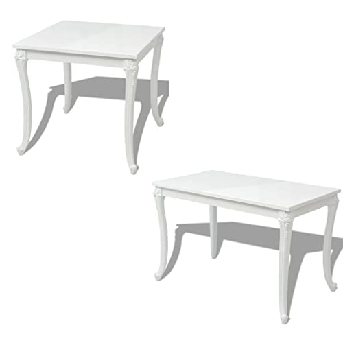 vidaXL Dining Table 45.7" High Gloss White Dinner Table Home Kitchen Desk