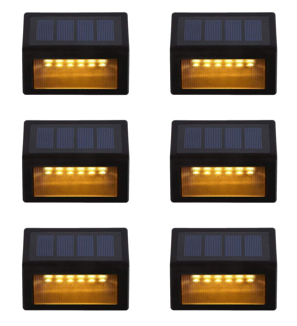 AZSCYN Solar Deck Lights,LED Solar Powered Step Lights Wireless Waterproof Outdoor Security Lamps for Patio Stairs Garden Pathway Yard- Warm Yellow Light
