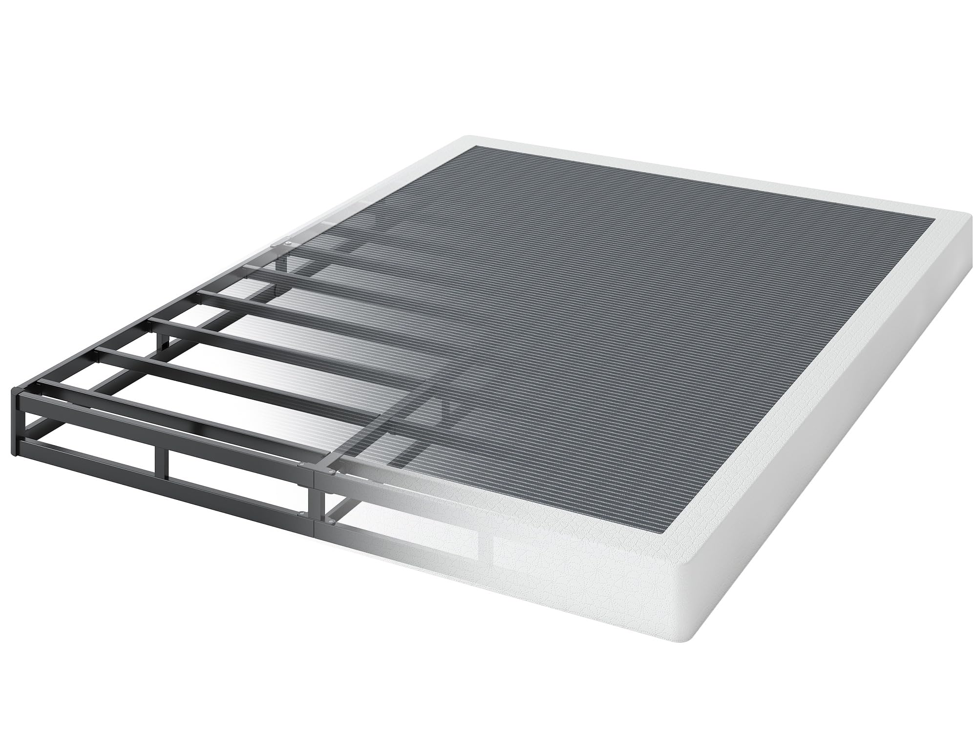 QEROMY Queen Box Spring - 5 Inch Low Profile Box Spring for Queen Bed, Sturdy Metal Frame Mattress Foundation, Easy Assembly, Quiet & Noise-Free
