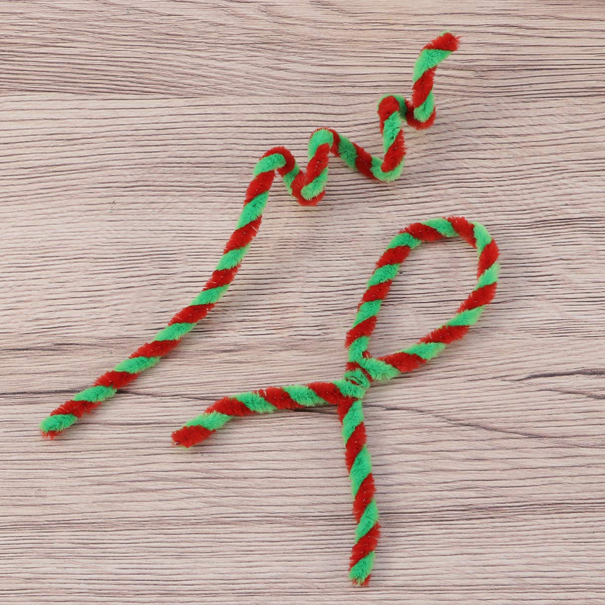 Happyyami 50pcs Christmas Cleaners Striped and Glitter Chenille Stem for Art and Crafts Creative Crafts Decorations Red and Green