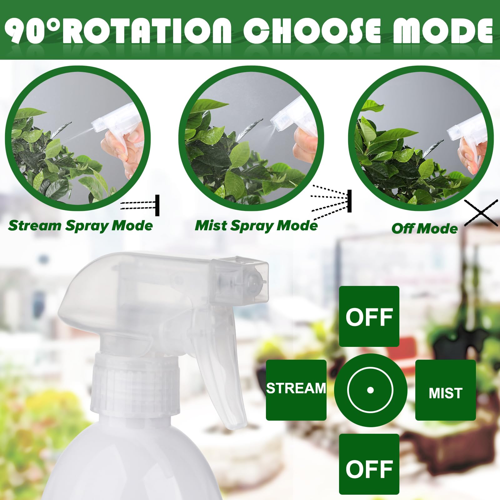 Bynccea Empty Clear Plastic Spray Bottles 13.5oz/400ml Adjustable Nozzle Mist/Stream Water Spray Bottle Heavy Duty Spraying Bottles Plant Mister Spray Bottle for Cleaning Solutions, Plants, Hair