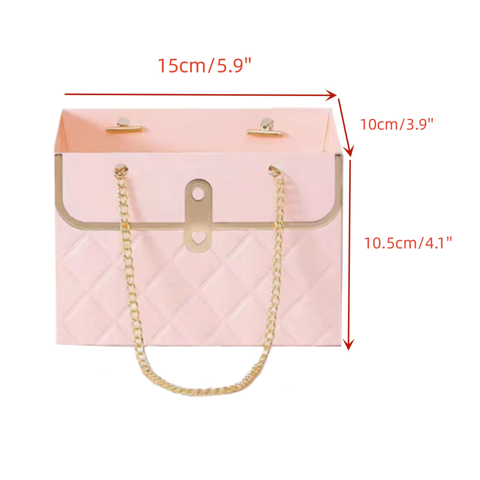 LONG XIN SERIES 8pcs Pink Flower Gift Bags Florist Present Craft Paper Boxes Portable Flower Bags Rectangular Gift Bags for Gift Package