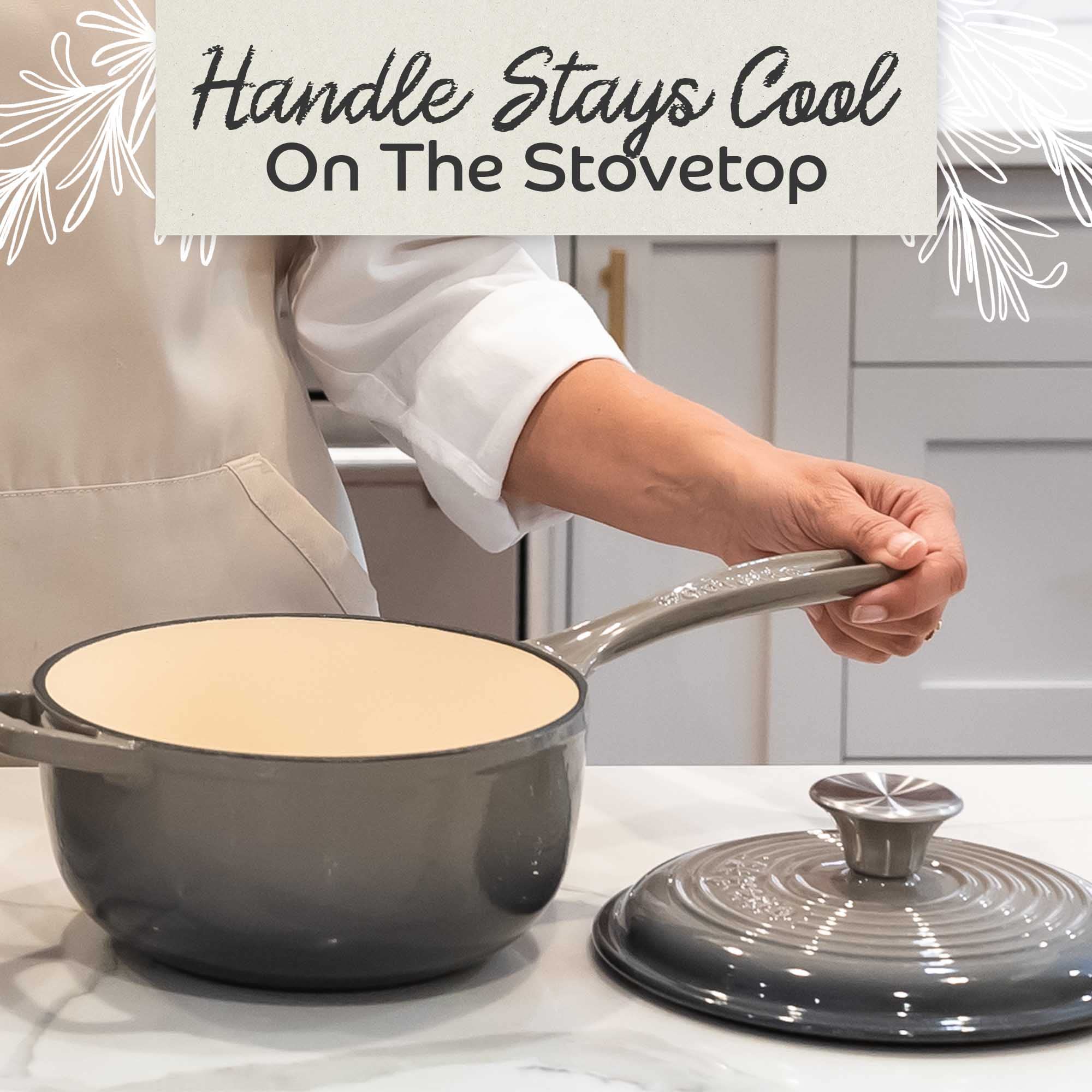 Small Sauce Pan with Lid, 2.13 QT Nero (Black) Sauce Pot, Small Pot with Stay Cool Helper Handle and Tight-Fitting Lid, Warmer Pan- Segretto Cookware