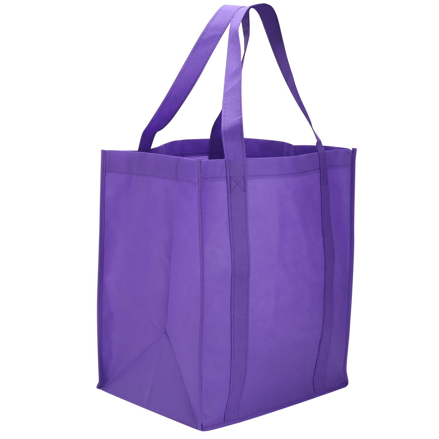 Reusable Reinforced Handle Grocery Tote Bag Large (10 Pack)Purple