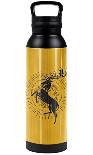 Game of Thrones OFFICIAL Baratheon Sigil 24 oz Insulated Canteen Water Bottle, Leak Resistant, Vacuum Insulated Stainless Steel with Loop Cap, Black