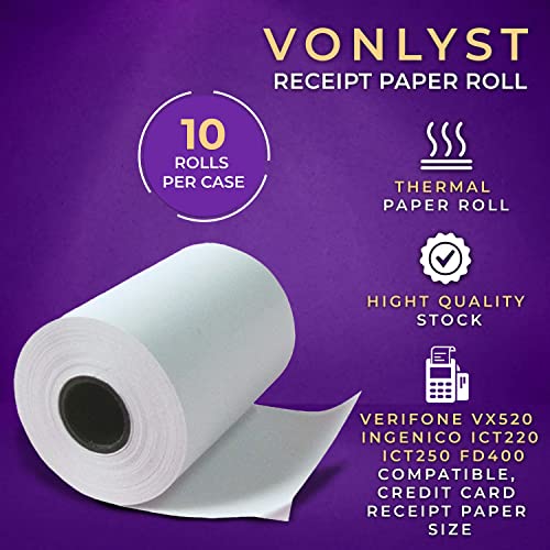Vonlyst Thermal Paper Roll 2 1/4 X 55 for Verifone Vx520 Ingenico ICT220 ICT250 FD400 (10 rolls)