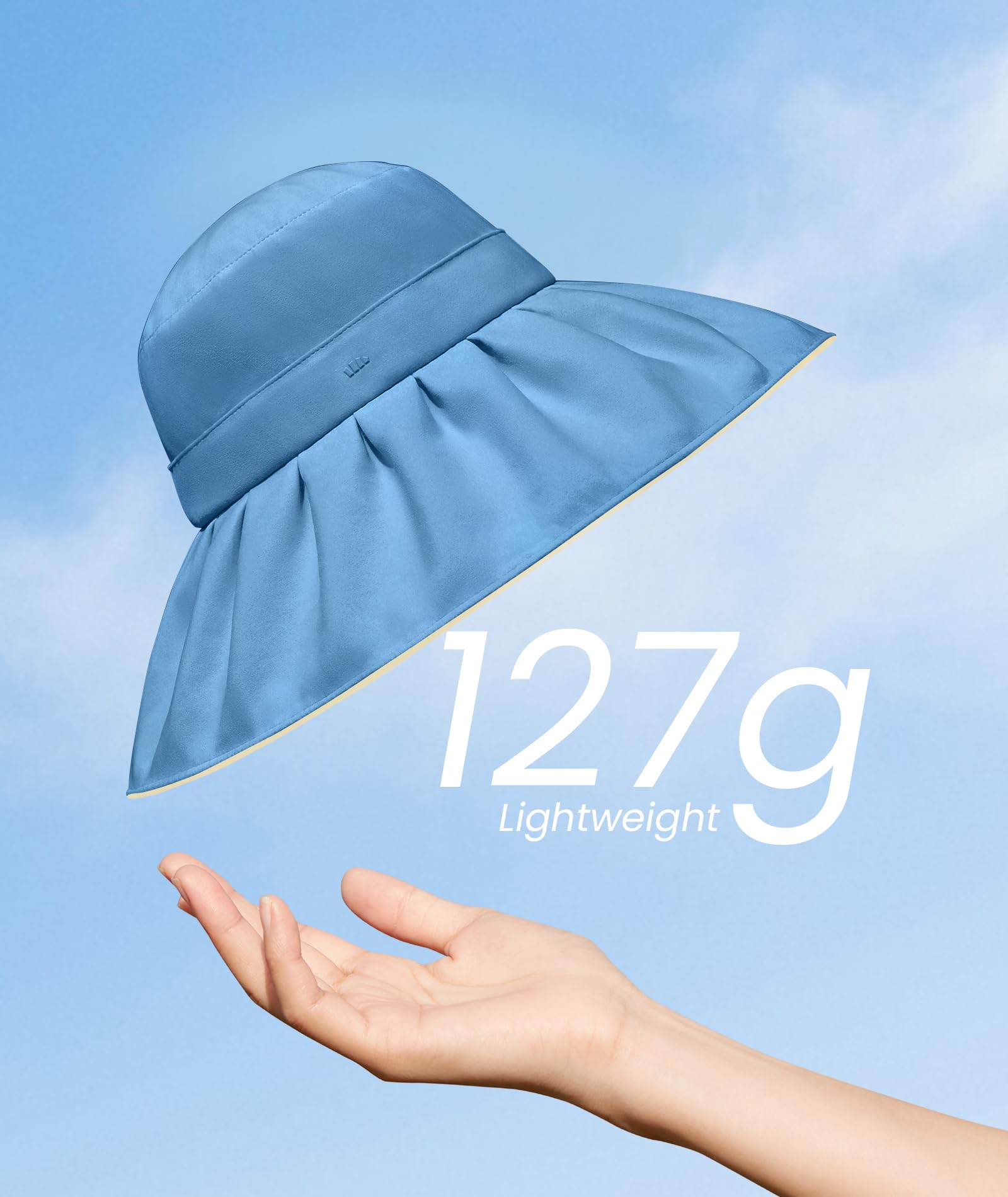 BENEUNDER Large Brim Floppy Sun Hats for Women Summer Beach Sun Hat Foldable UPF 50+ (Black)