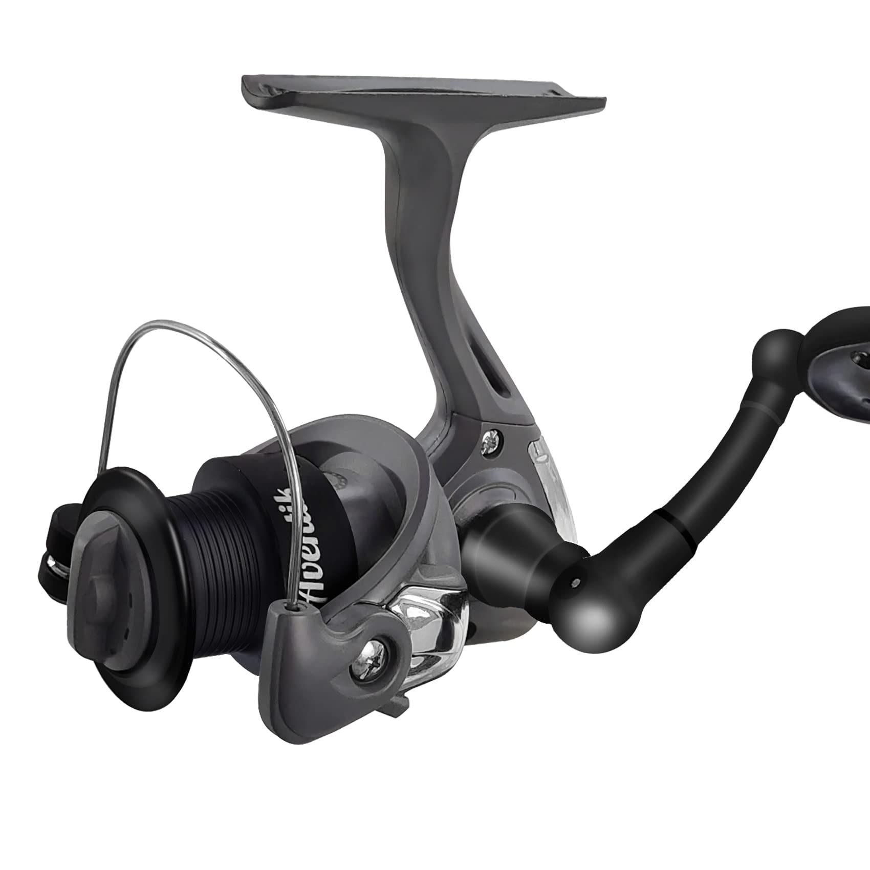 Aventik AW-100&300 Ice Fishing Reel Smooth Easy Line Through High Feet Design Graphite 5.2:1 Gear Ratio Powerful Ultra Light Ice Reel (AW-100)