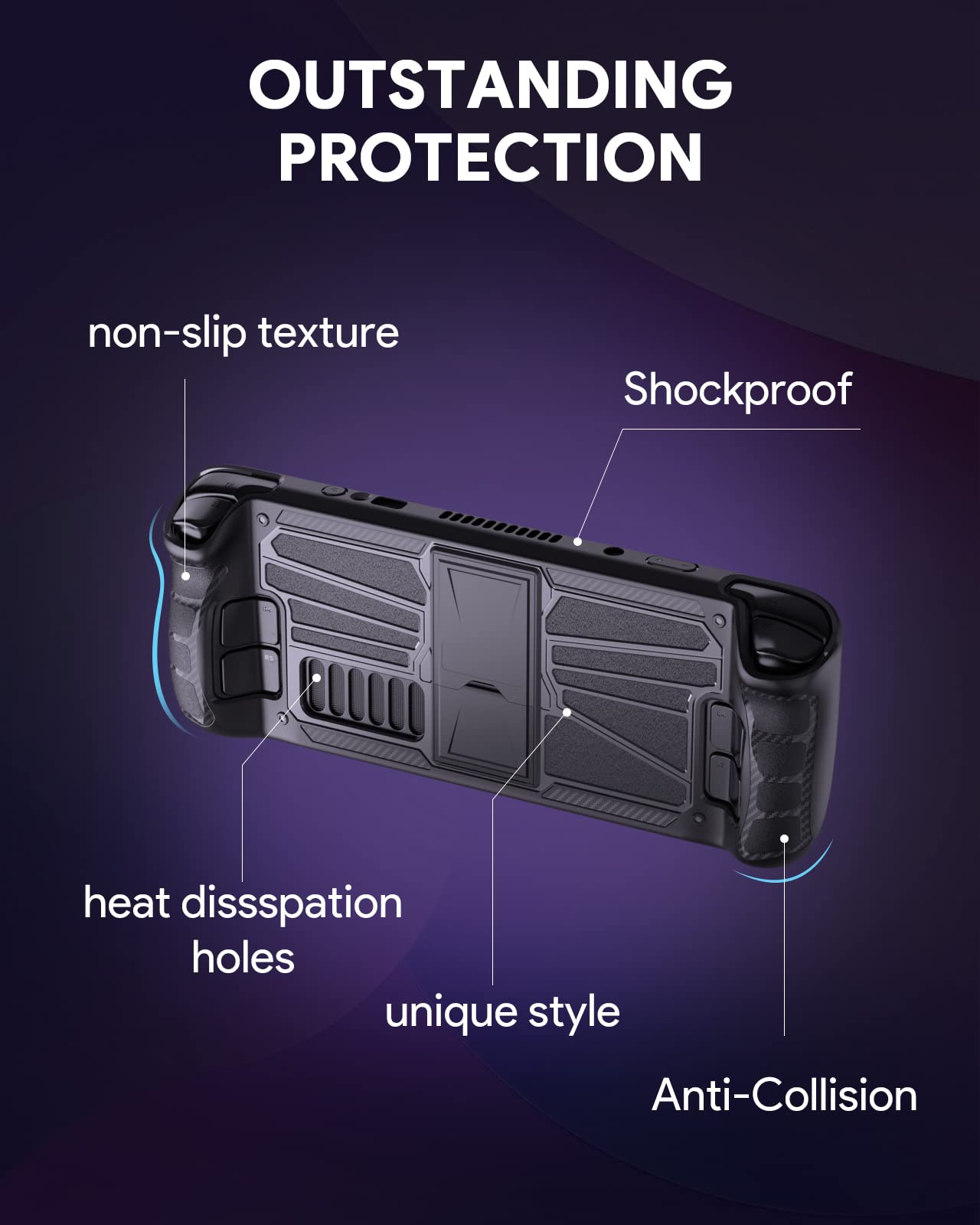 Anywest Protective Case for Steam Deck, TPU and PC Protective Cover Case with Adjustable Kickstand, Four-Angle Stand Base Protector, Non-Slip, Anti-Collision Design for Steam Deck