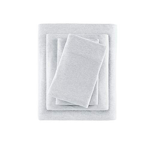 Urban Habitat Heathered Queen Bed Sheets, Casual 100% Cotton Bed Sheet, Light Grey Bed Sheet Set 4-Piece Include Flat Sheet, Fitted Sheet & 2 Pillowcases, (UH20-2063)