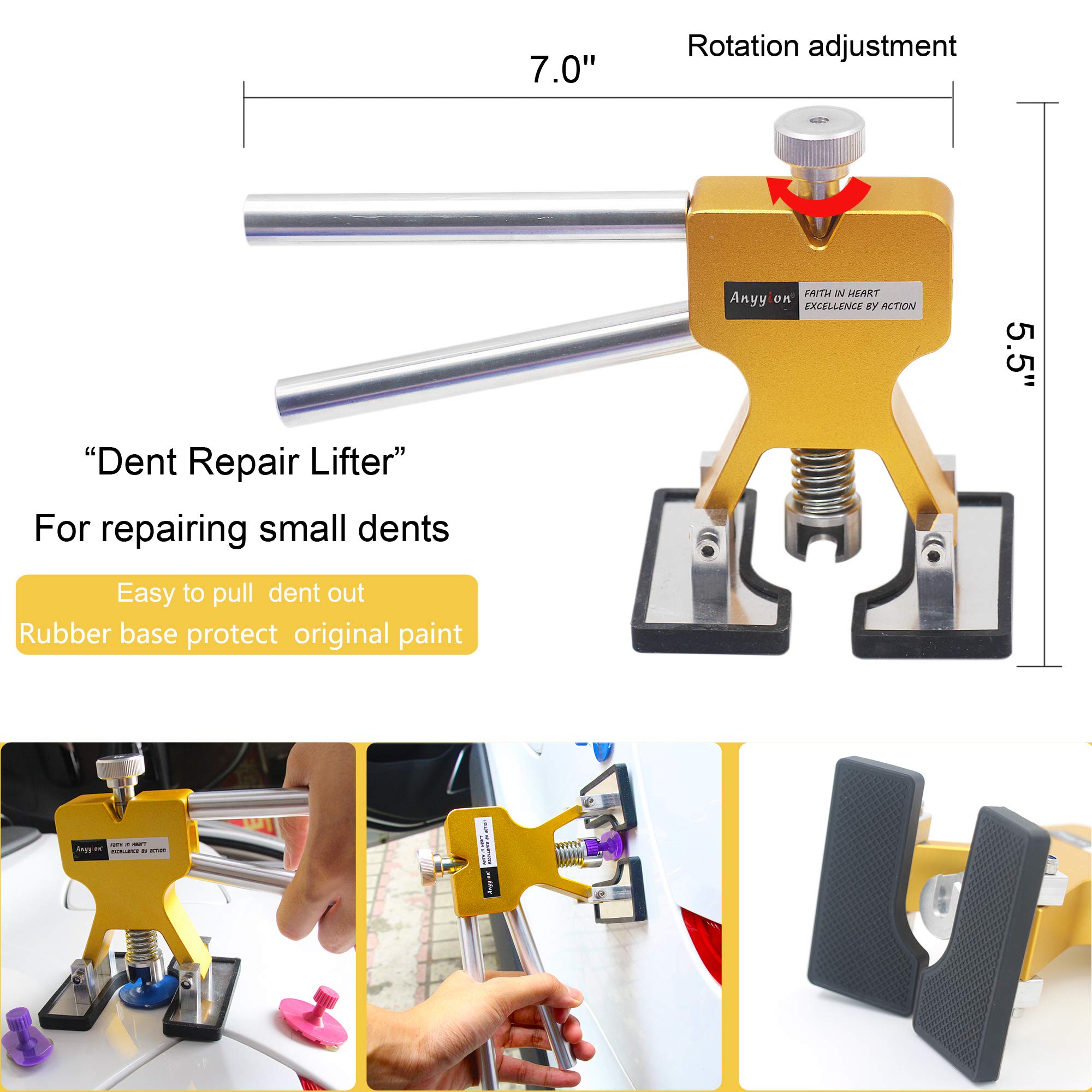 Anyyion Paintless Dent Repair Kits - 69pcs Car Body Paintless Dent Repair Tools -Auto Dent Puller Kit Automotive Door Ding Dent Silde Hammer Glue Puller Repair (Starter Set Kits)