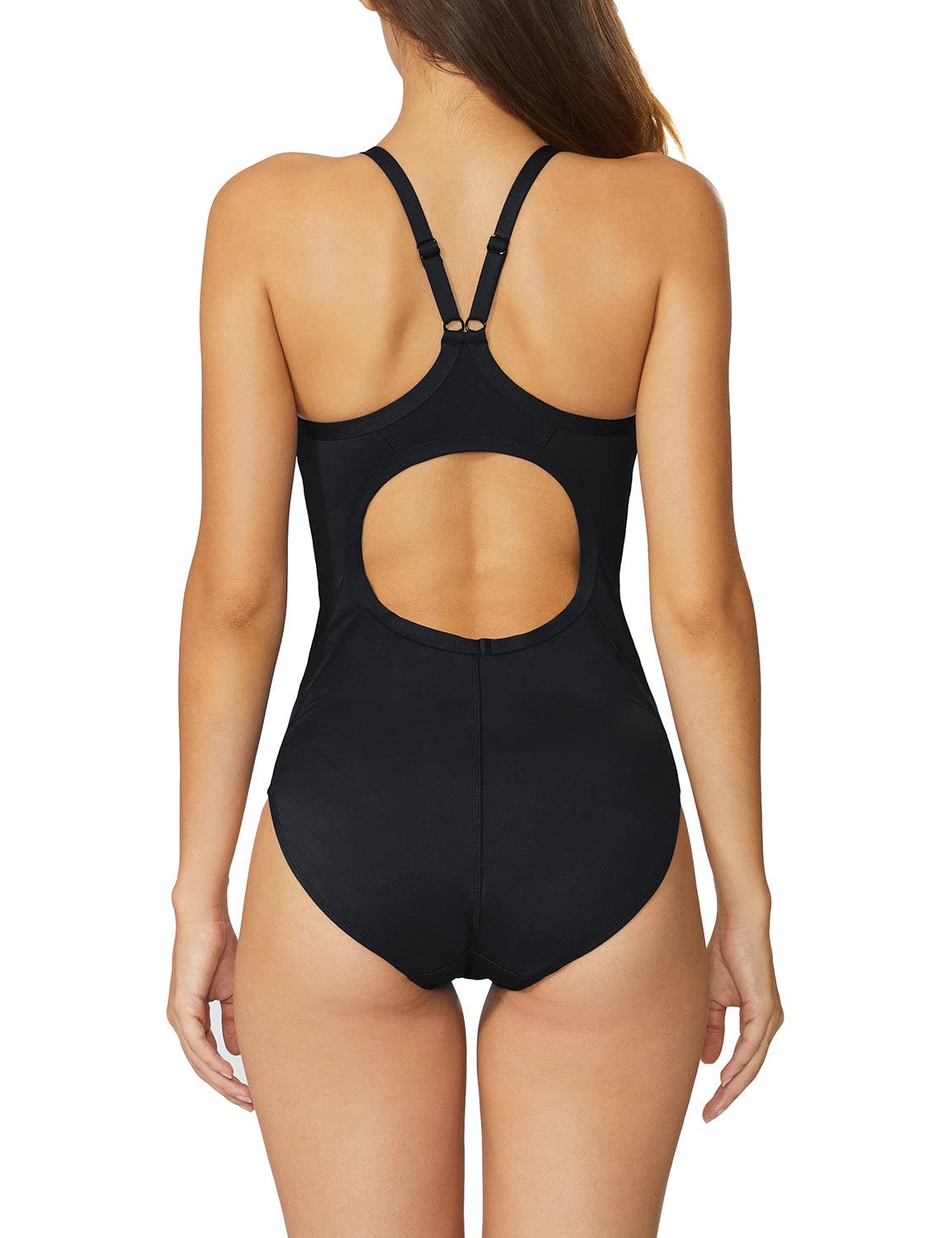 BALEAF Women's Athletic Training Adjustable Strap One Piece Swimsuit Swimwear Bathing Suit Black 34