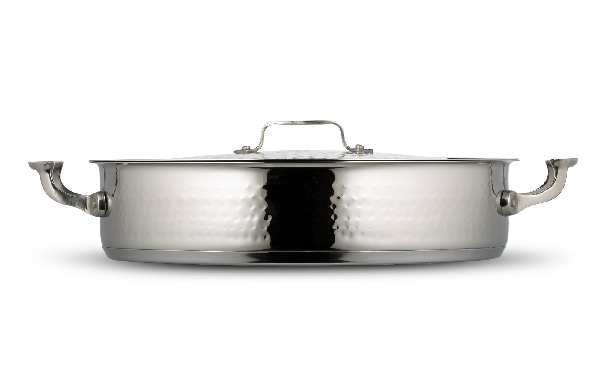 Bon Chef 60032HF Stainless Steel Induction Bottom Cucina Pot with Cover, Hammered Finish, 9 Quart Capacity, 14-5/8" Diameter x 3-5/8" Height