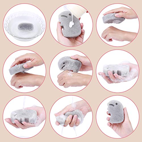 KECUCO Konjac Baby Sponge for Bathing, Natural Kids Bath Sponges for Infants, Toddler Bath Time, Cute Shapes Natural and Safe Plant-Based Konjac Baby Bath Accessories, 5pcs