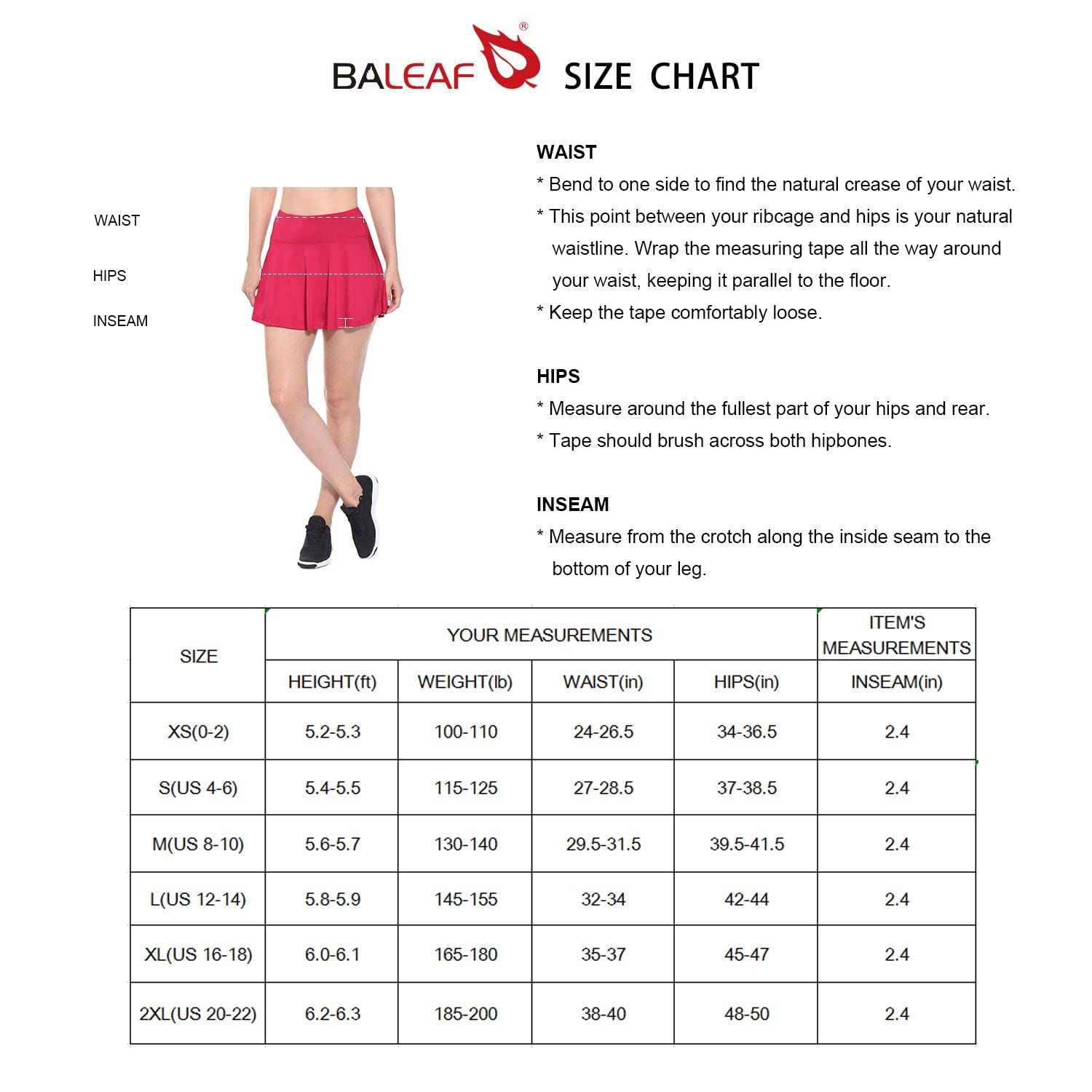 BALEAF Women's Athletic Skort Pleated Tennis Golf Skirt with Pockets Light Pink Size S