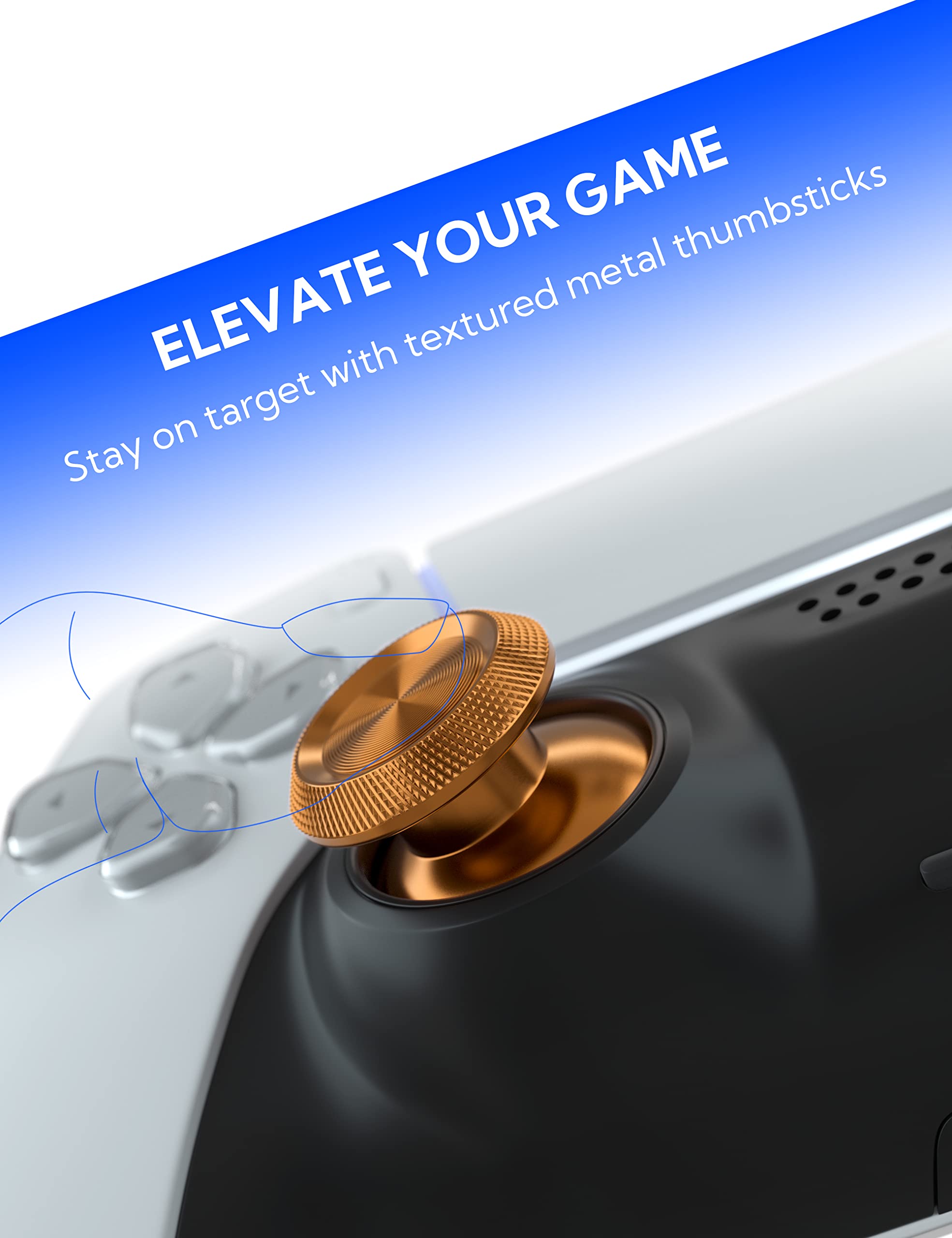 Avericht Metal Thumbsticks for PS5 Controller, Aluminum JoyStick Replacement Kit for Dualsense Controller(Metal Gold)