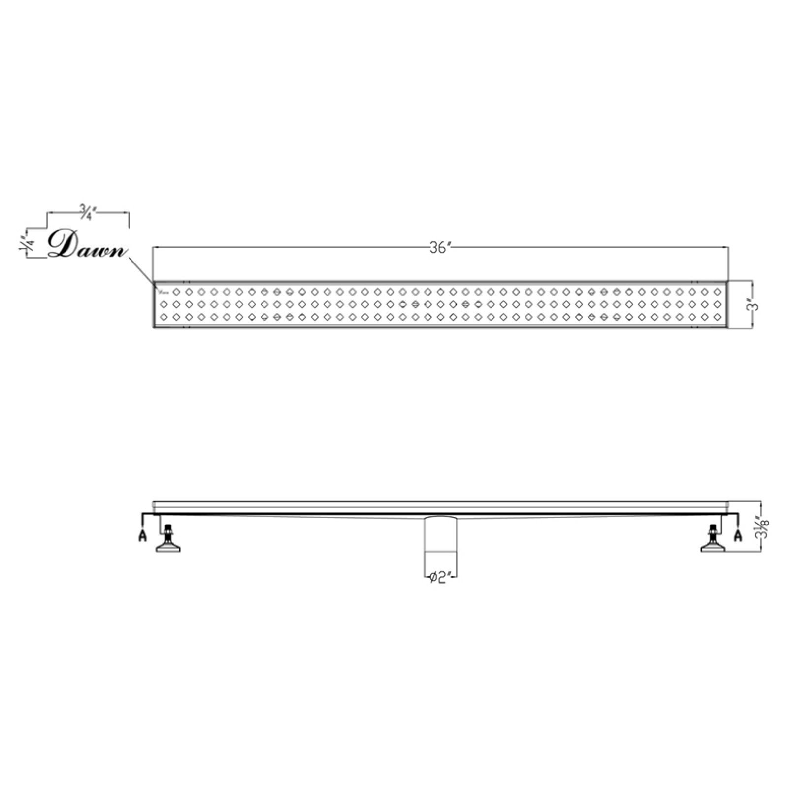Dawn LMI240304 Mississippi River Series Linear Shower Drain, 24-Inch