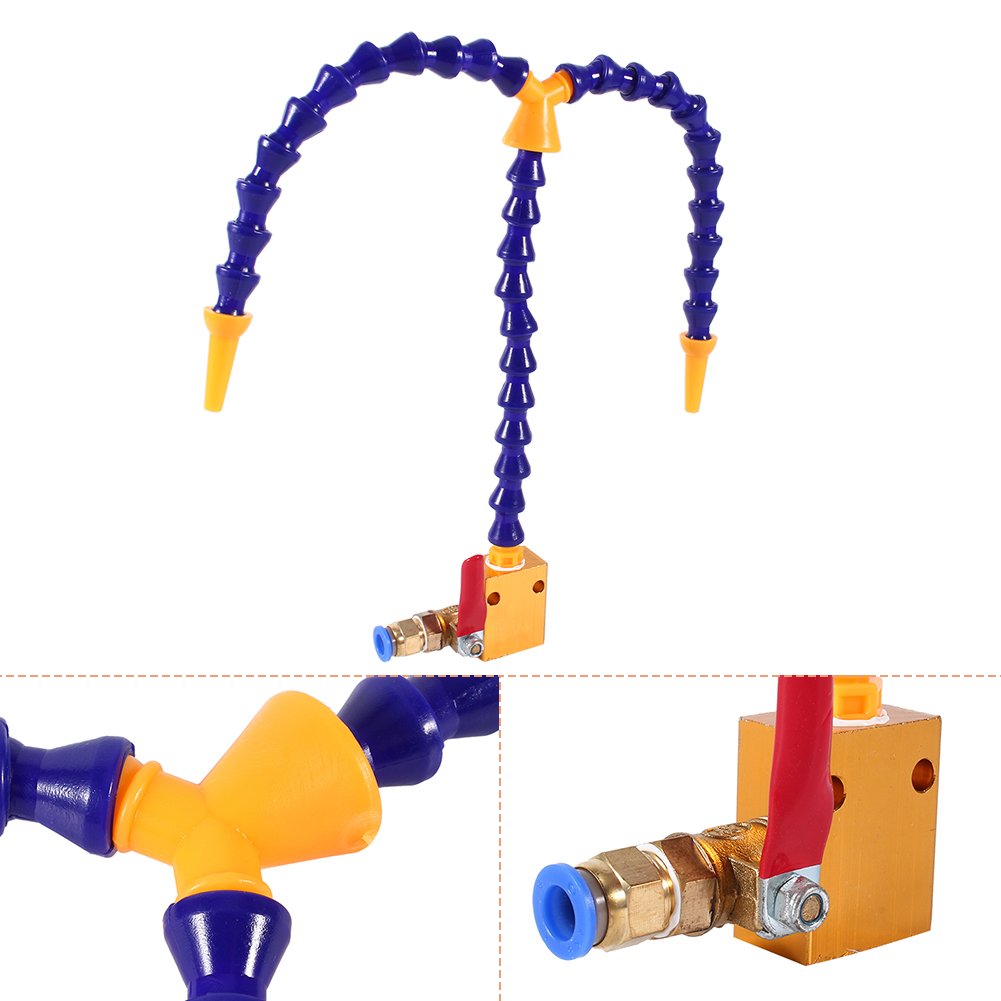 Fafeicy Mist Cooling Spray System Bidirection Tube + Valve Engraving Machine Cooling Sprayer for 8mm Air Pipe CNC Lathe