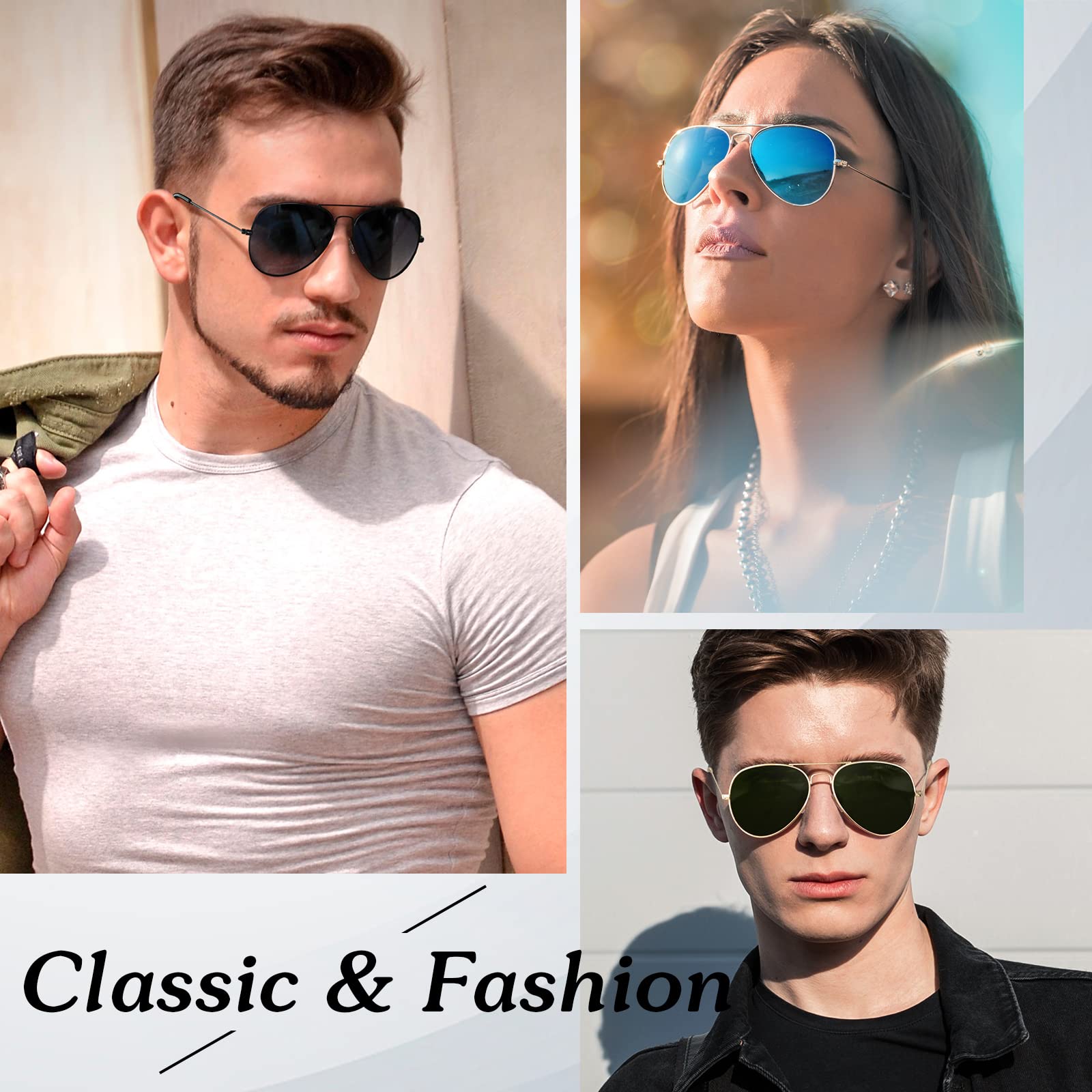 ANZIW Pilot Sunglasses Men Womens Lightweight Metal Frame Polarized Shades UV400 Protection