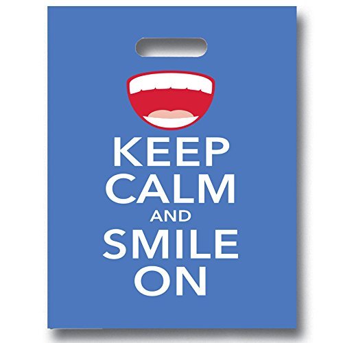 Keep Calm And Smile On Dental Giveaway Bags, 7-3/4" x 9", 100 Pack