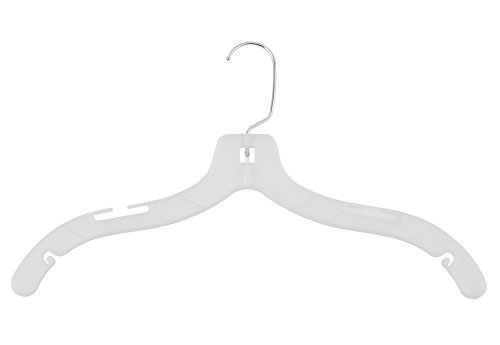 NAHANCO 1508 Plastic Dress Hanger, T-Shirt Weight, 17", Opaque White (Pack of 100)