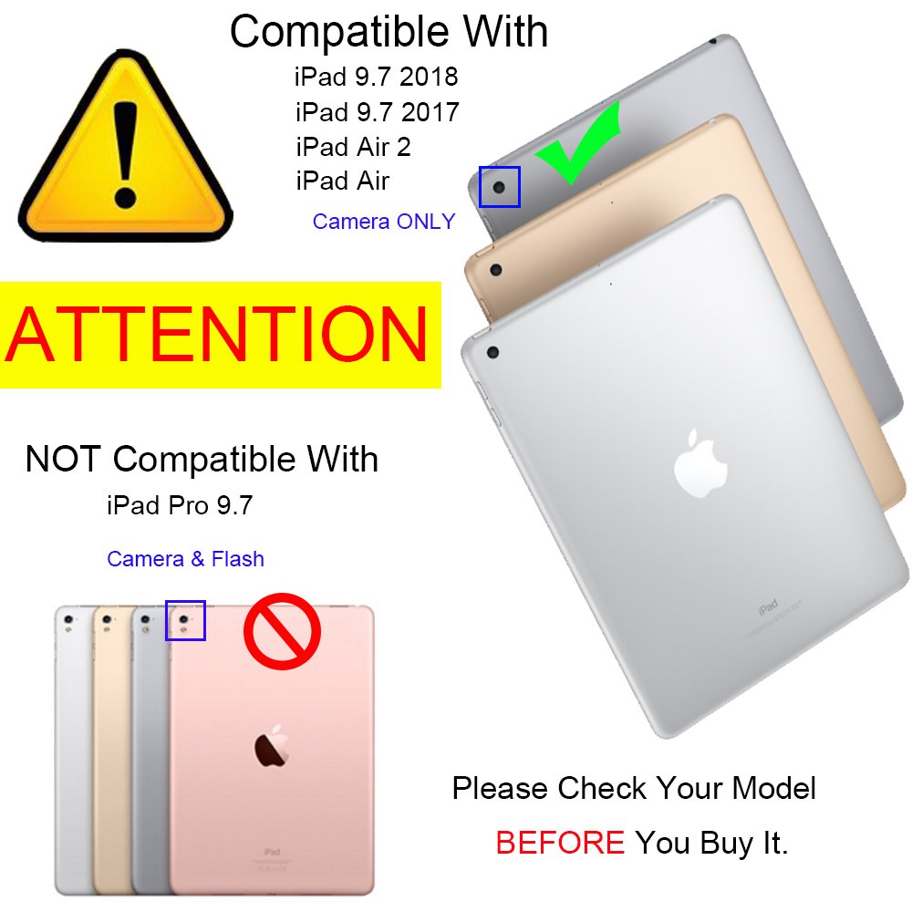 RUBAN Case for iPad 9.7 Inch 2018/2017/iPad Air 2/iPad Air 1 - [Corner Protection] - [Scratch-Resistant] Premium PU Leather Folio Smart Stand Cover w/Auto Sleep/Wake, Navy Blue