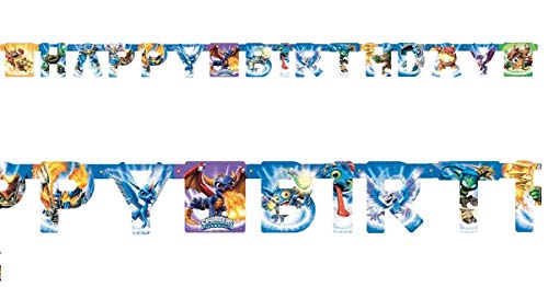 Amscan Skylanders Birthday Party Supplies Bundle Pack Includes 8 Party Paper Masks, 1 Happy Birthday Banner, 48 Piece Party Pack, 6 Latex Balloons