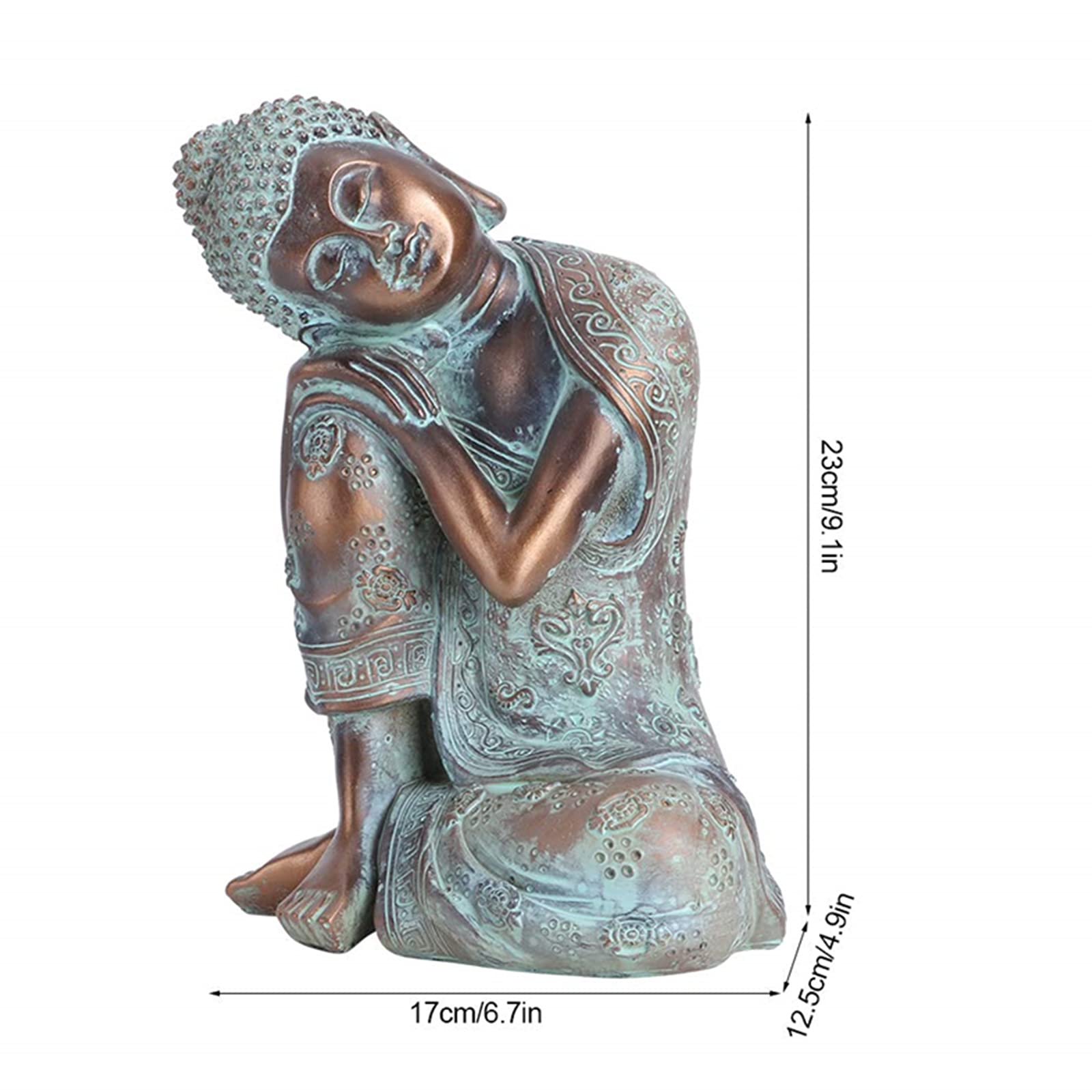 Haytijoe Resin Bronze Sleeping Buddha Statue Crafts Southeast Asia Style Antique Buddha Sculpture Decor for Home Office, 9.1" Tall(Sleeping Buddha)
