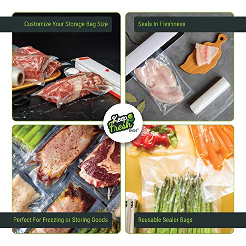Keep Fresh Bags Vacuum Sealer Storage Bags (15β x 18β, 100 Count), 3.5mil Large Food Size Bags for Freezer, Sous Vide, or Bulk Storing, SF1518