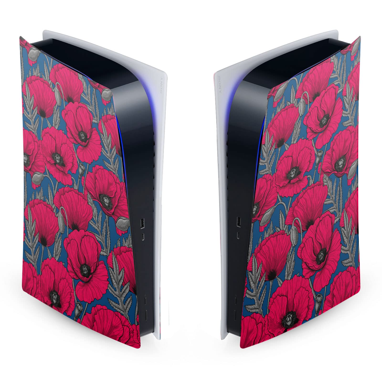 Head Case Designs Officially Licensed Katerina Kirilova Night Poppy Garden Patterns Vinyl Faceplate Sticker Gaming Skin Decal Cover Compatible With Sony PlayStation 5 PS5 Digital Edition Console
