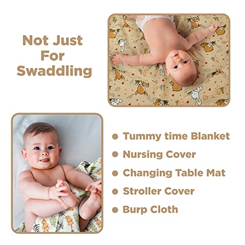 Muslin Swaddle Blankets Babies, Very Soft and Breathable Essential Receiving wrap, Ideal Newborn swaddling Set, Best Shower Gift, 47 X 47 inches (Into The Jungle (4 Pack))