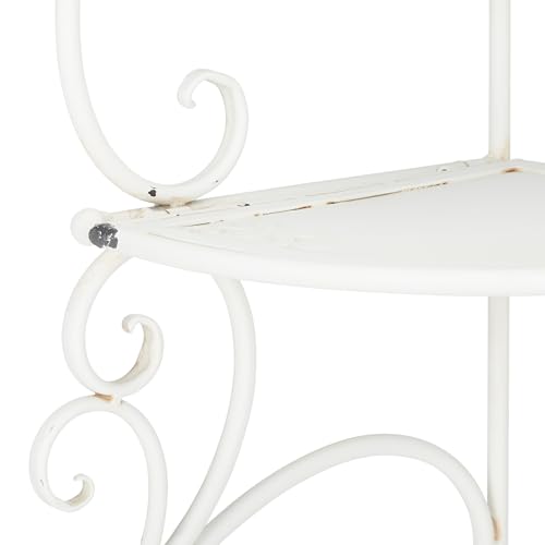 SAFAVIEH Outdoor Collection Turuca Antique White Wrought Iron 4-Tier Corner Shelf (Fully Assembled)