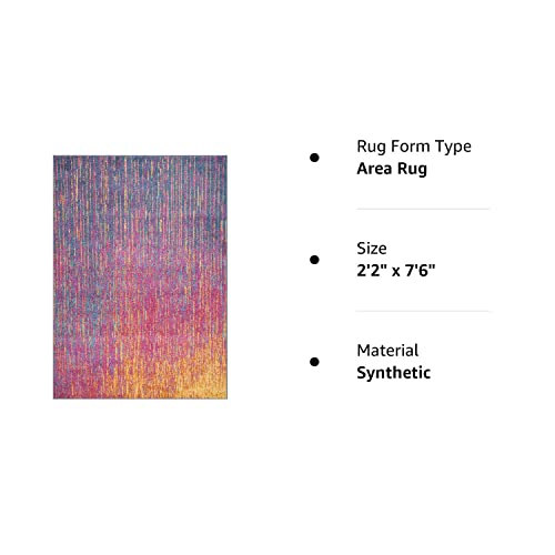 Nourison Passion Abstract Multicolor 2'2" x 7'6" Area -Rug, Easy -Cleaning, Non Shedding, Bed Room, Living Room, Dining Room, Kitchen (2x8)