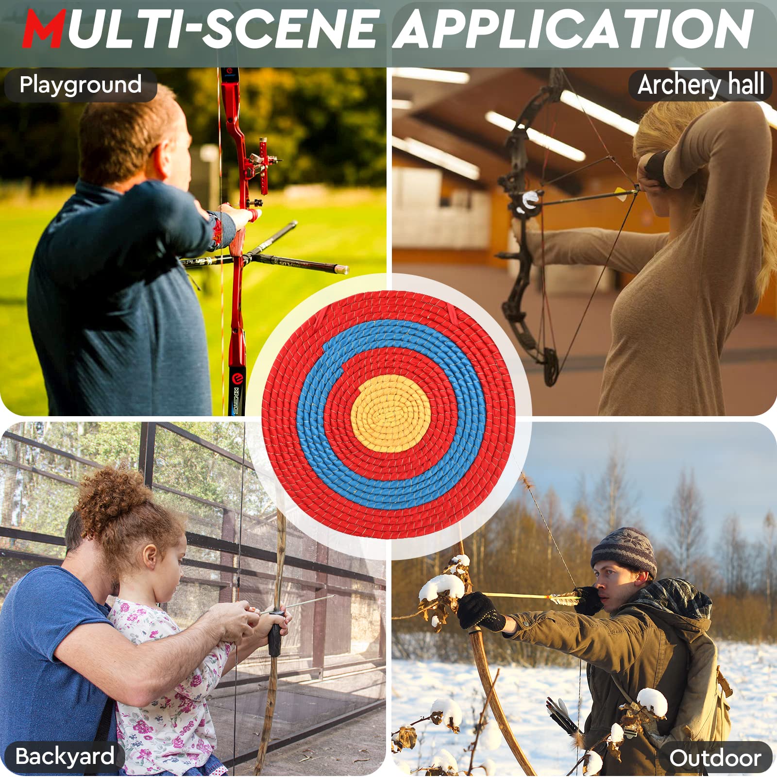 Archery Targets for Backyard, Traditional Hand-Made Round Solid Straw Archery Target, Arrow Target for Recurve Bow Longbow or Compound Bow, Large Practice Target for Outdoor Hunting - 5 Layers