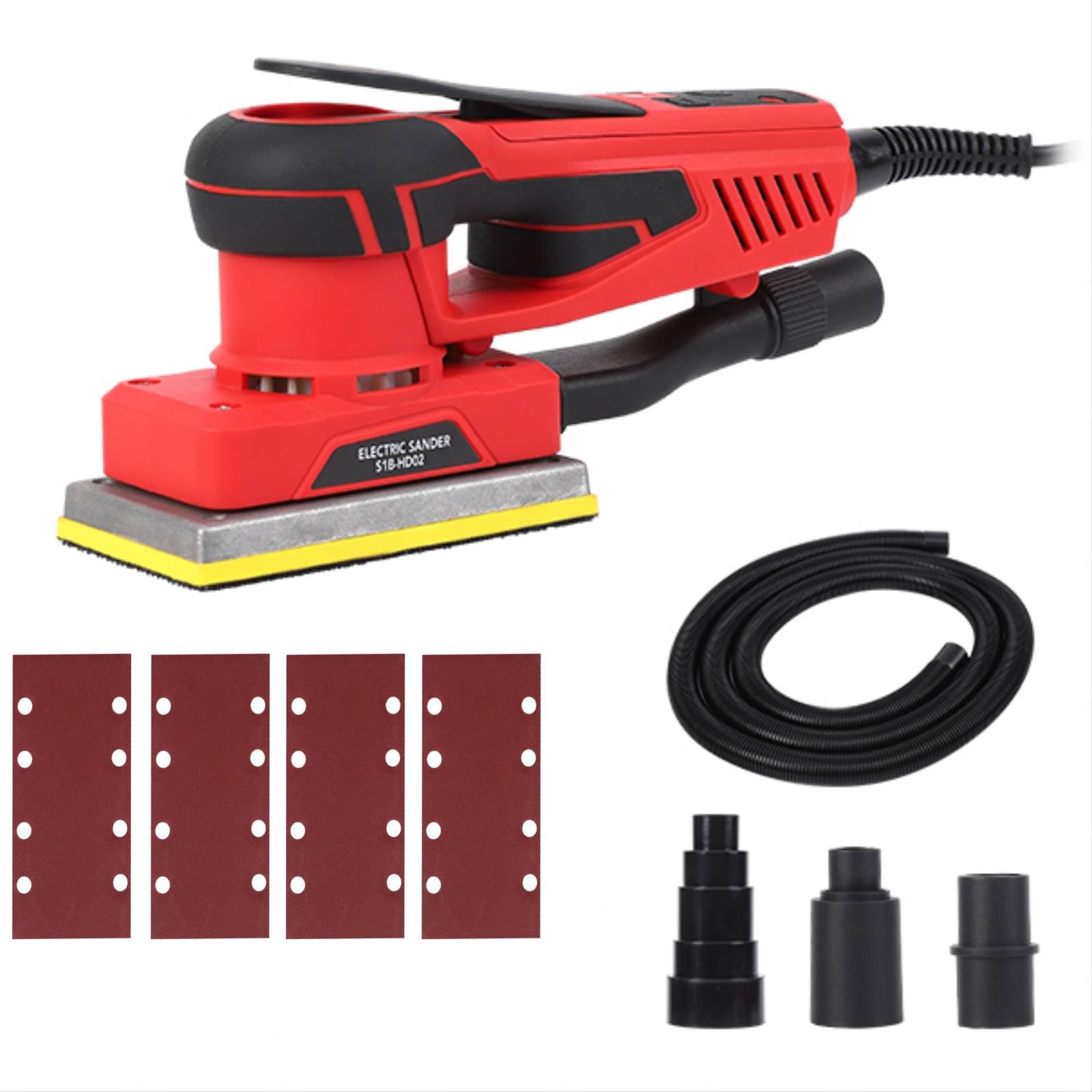 PioneerWorks Sheet Sander with 12 Sanding Paper, 350W Brushless Motor Finishing Sander, Powerful & Low Vibration, 10000 RPM, For Wood working, Polishing,Carpentry