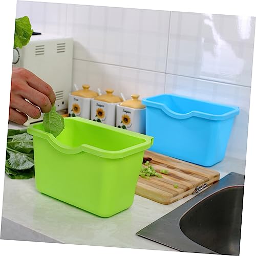 CHILDWEET Multifunctional Green Plastic Hanging Trash Can Space Saving Wastebasket for Deskside Bathroom Kitchen and Recycling Foldable Waste Bin Container