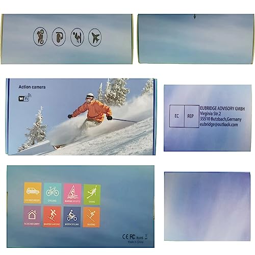 Jadfezy WiFi Action Camera Ultra HD 1080P, 12MP Sports Camera Wide-Angle 2" LCD Screen, 30m/98ft Underwater Waterproof Camera with 2 Batteries and Accessories Kit for Helmet and Bicycle etc.