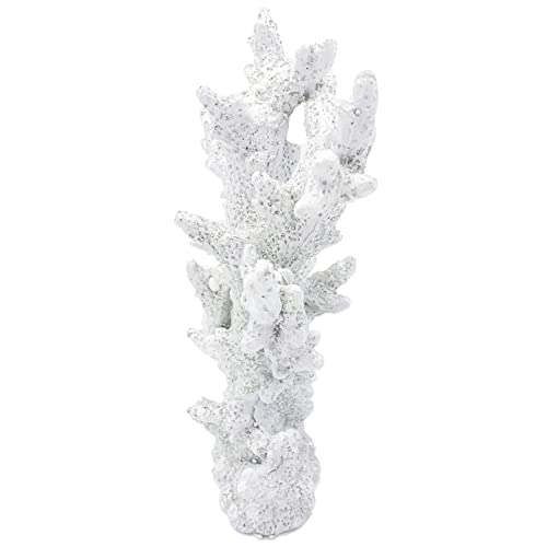 kathson Artificial Coral Ornament Resin Coral Decor for Fish Tank Underwater Sea Plants Decorations Aquarium Landscape (White)