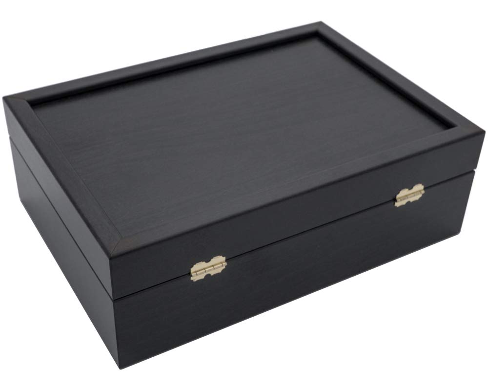 Handmade Wooden Storage Chess Box BLACK / Case for Standard Size Chess Pieces (32 pcs - up to 3,75" inch pieces - Chessmen Not Included)
