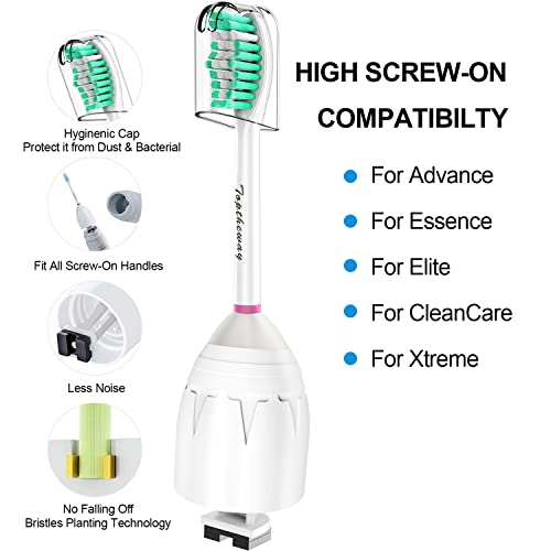 Toptheway Replacement Brush Heads Compatible with Sonicare E-Series Essence Xtreme Elite Advance and CleanCare Screw-On Toothbrush Handles HX7022/66, 6 Pack