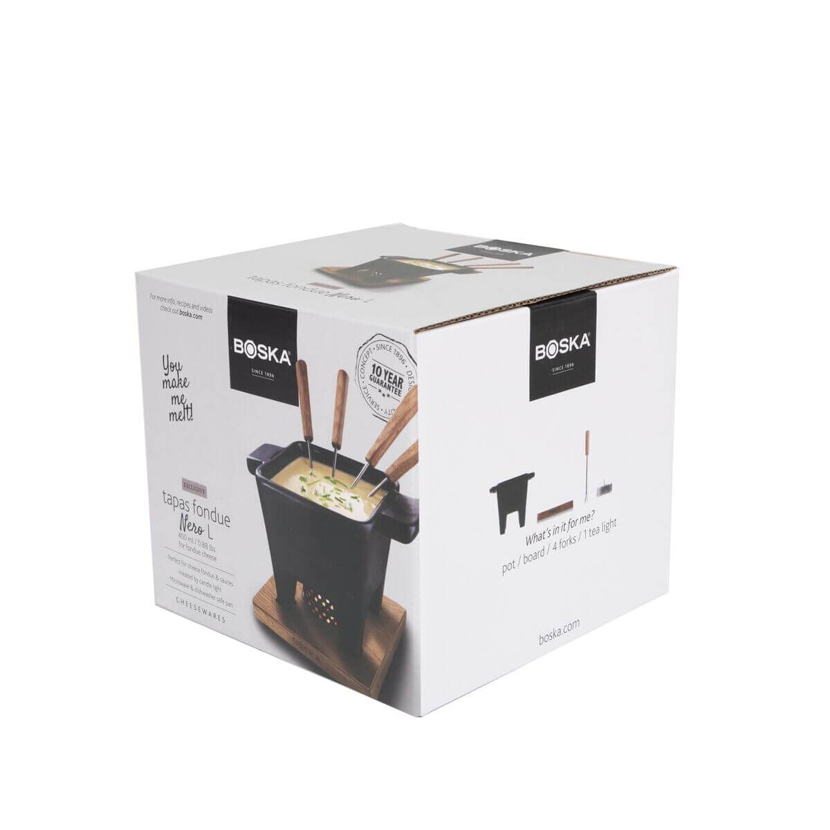 Boska Tealight Tapas Fondue Set - Best for Cheese or Chocolate - Microwave Safe Ceramic Hot Pot Chocolate Fountain Snack - Wedding Registry Items Small Kitchen Appliances - 440 mL Pro Collection