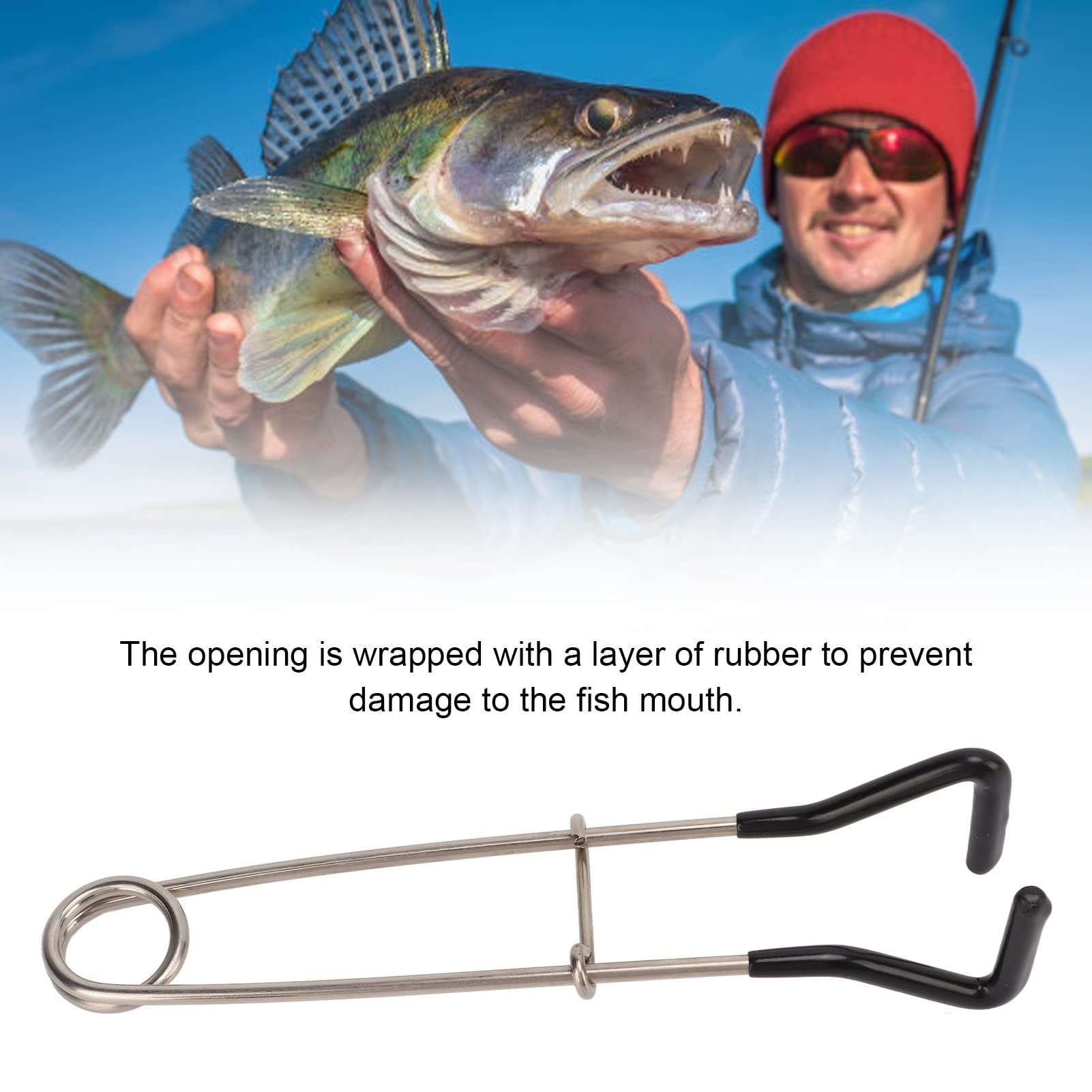 Entatial Fish Jaw Spreader, Fish Mouth Spreader Decoupling Device Portable Rubber Cover Fish Mouth Opener Durable with Clip for Fish Lip