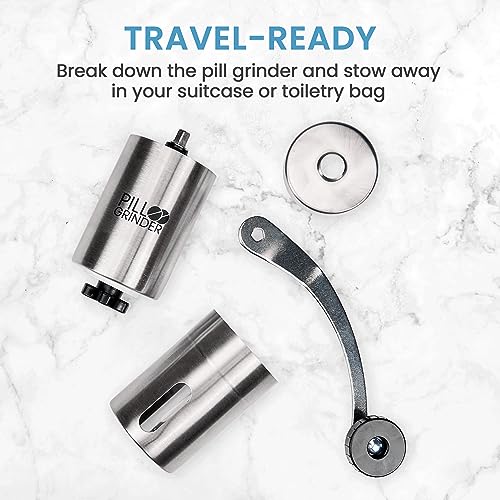B&C Home Goods Pill Crusher - Stainless Steel Pill Grinder - Large Capacity Pill Crusher - Grind Pills into Fine Powder - Mills for Feeding Tube, Pets & Kids