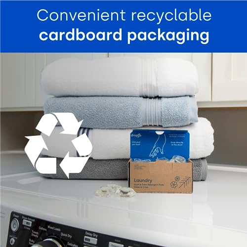 Dropps Stain & Odor Laundry Detergent | Clean & Crisp, 32 Pods | Low-Waste Packaging | Works In All Machines - High Efficiency (HE) Compatible | Powered by Natural Plant-Based Ingredients
