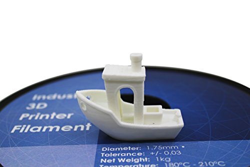 Superior White PLA 3D Printer Filament by Industrial 3D with Odorless Printing - 1.75mm 1kg (2.2lbs) Spool +/- 0.03mm Accuracy