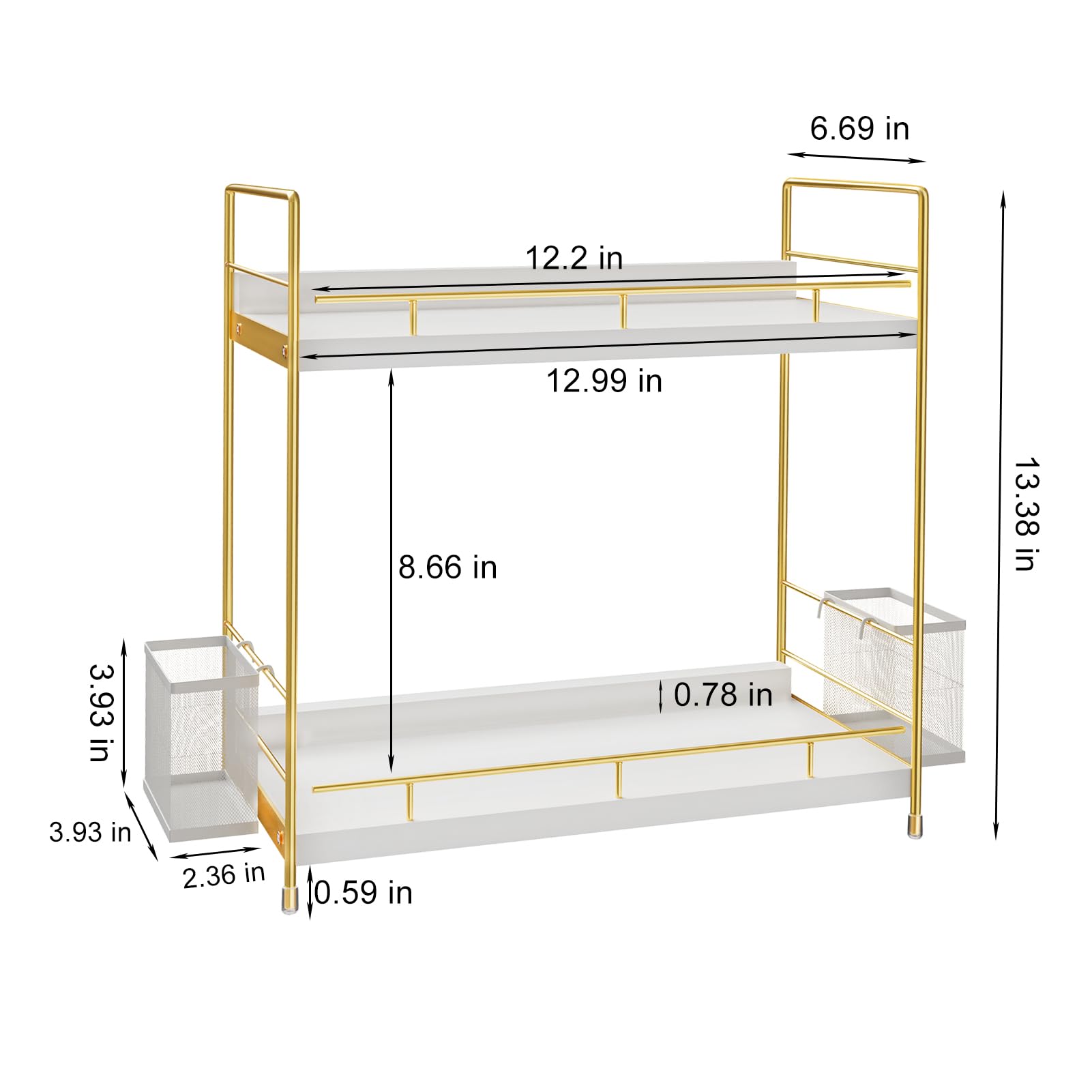 BSTSLL Bathroom Organizer Countertop, 3 Tier Bathroom Counter Organizer with Basket for Skin Care Organizer, Bathroom,Kitchen, Vanity Organizer