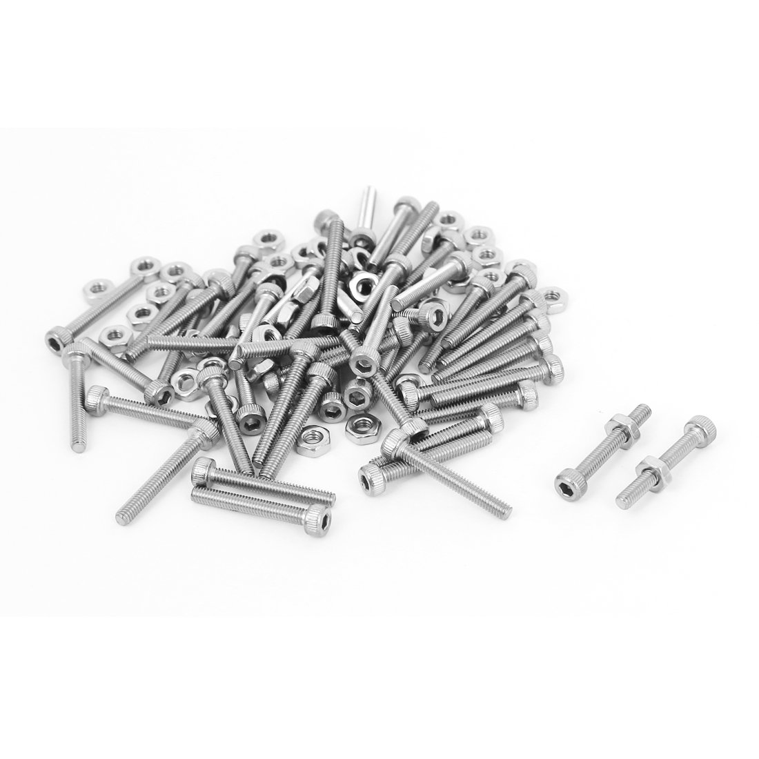 M2.5x18mm Hex Socket Head Knurled Cap Screws Bolts Nuts Set 50Pcs