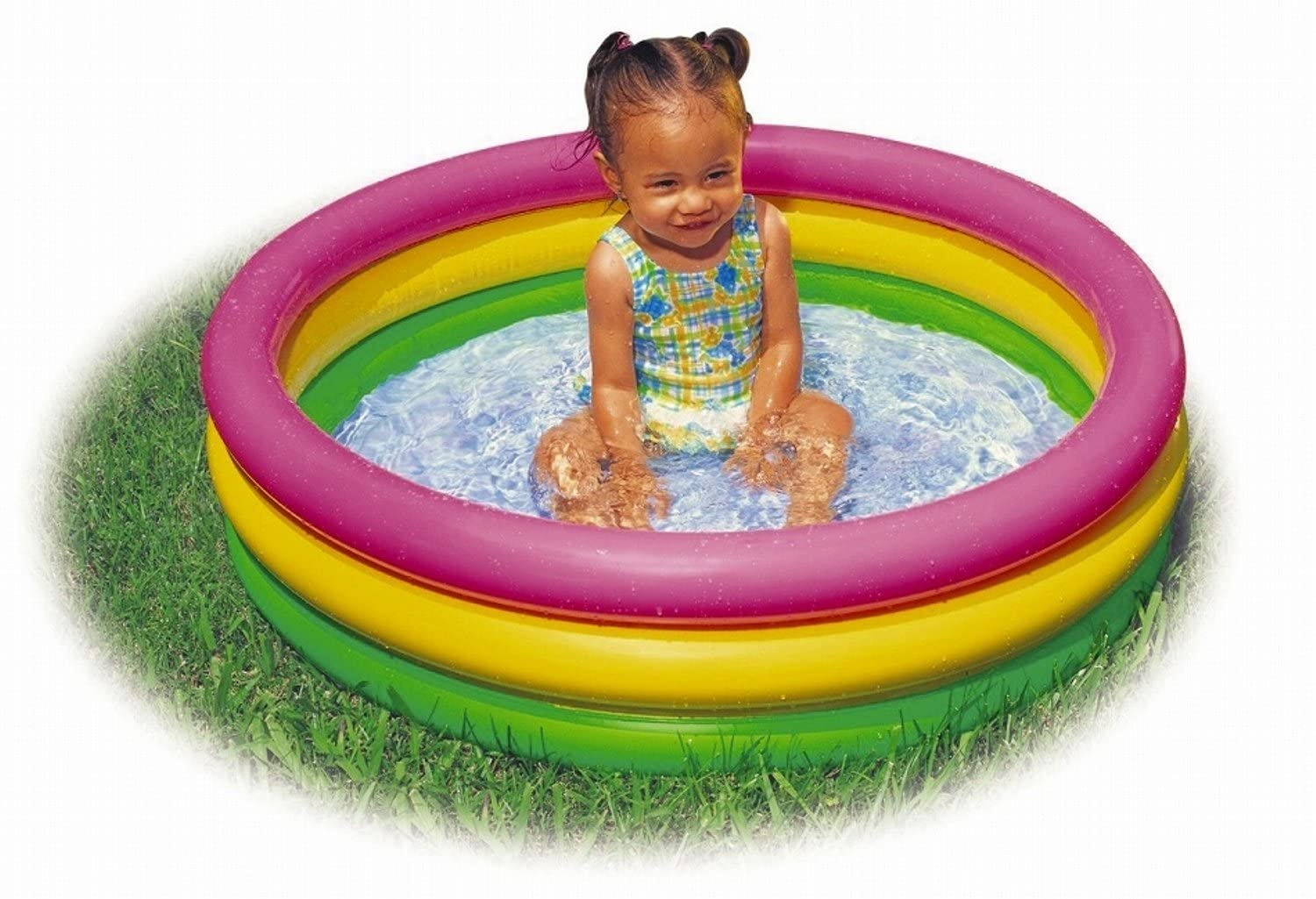 Intex Sunset Inflatable Baby Pool (2 Pack) & Inflatable Ocean Scene Kids Pool