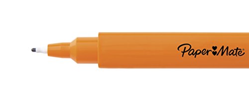 Paper Mate Handwriting Triangular Pens, Washable Black Ink, Orange Barrels, 24 Count (2021788)